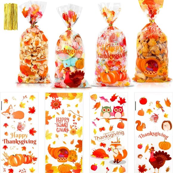 Other | 10 Pack Thanksgiving Treat Bags Fall Treat Bags Thanksgiving ...